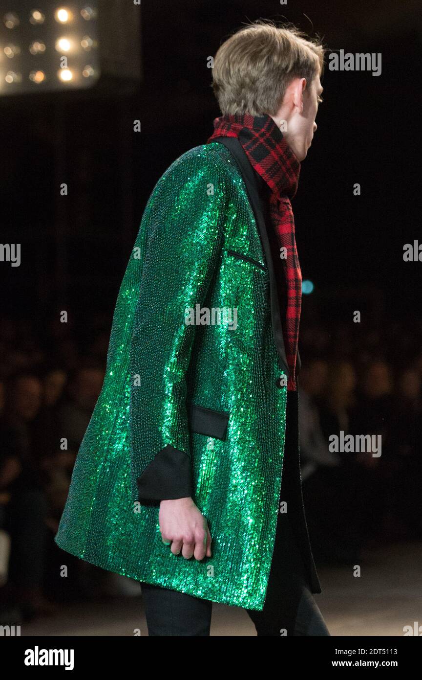 A model displays a creation by designer Hedi Slimane for the Saint ...
