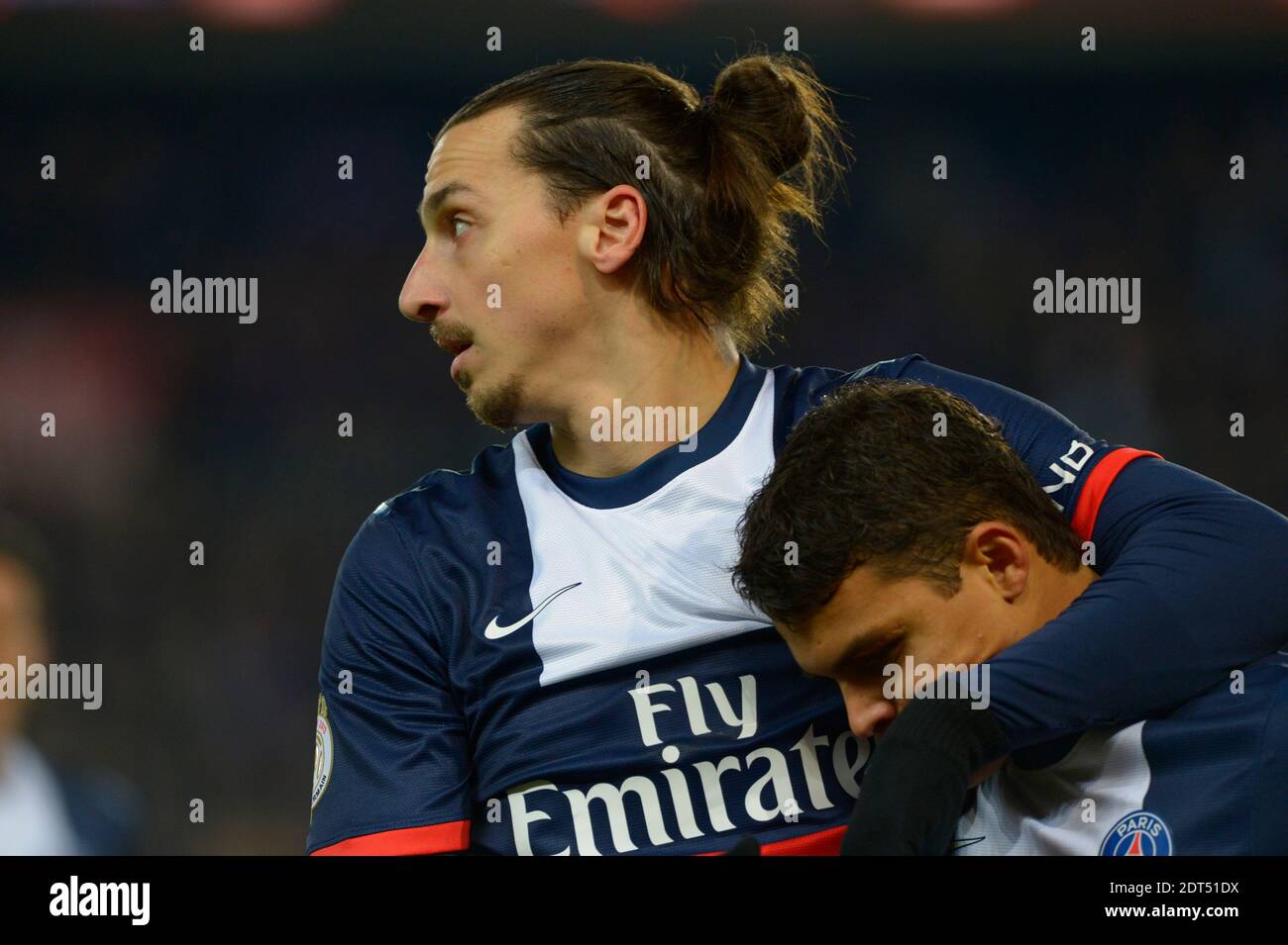 PSG's Thiago Silva joy after scoring the 1-0 goal during the French ...