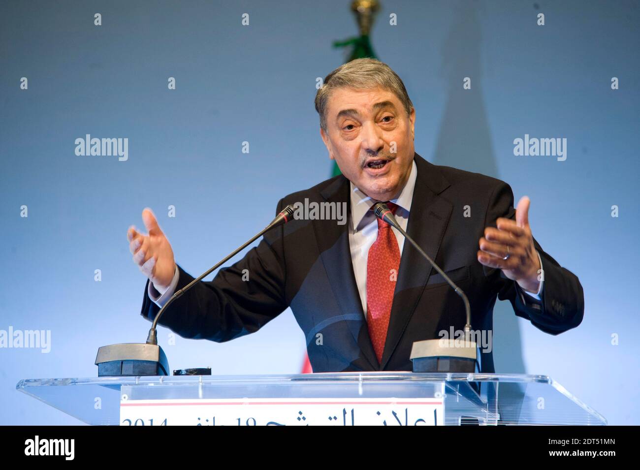 Former Prime Minister Ali Benflis holds a news conference to announce ...