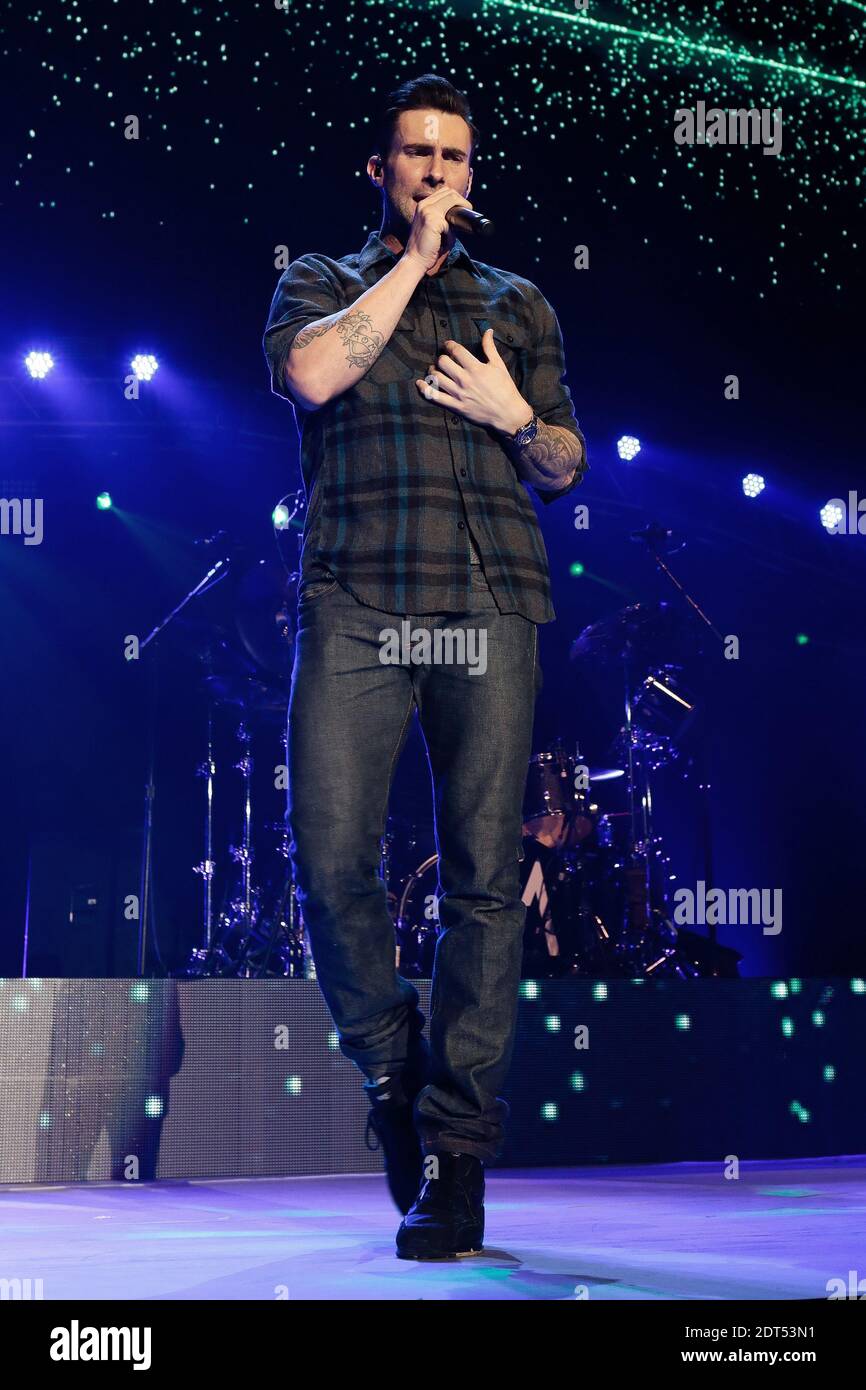 Maroon 5 performing live at Bercy concert hall in Paris, France, on ...