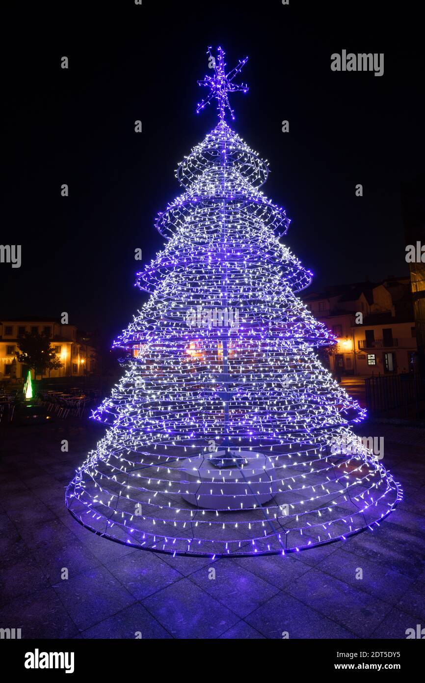 Christmas tree lights decoration in Santa Comba Dao, Viseu district ...