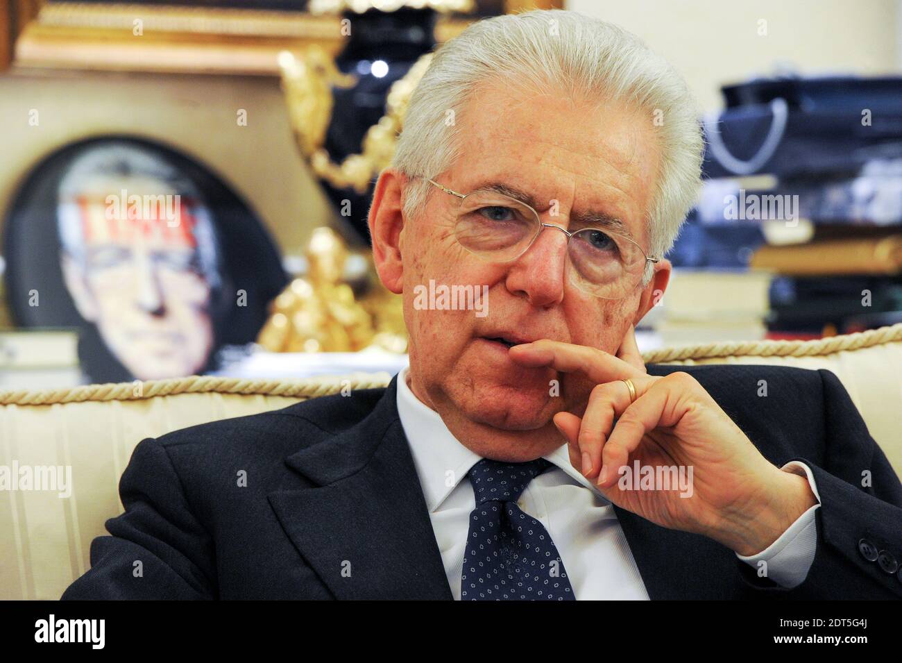 Italian Senator Mario Monti, former Prime Minister, in his office at ...