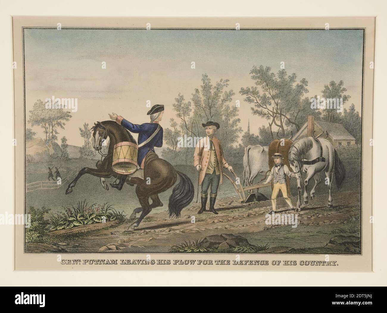 Lithographer: Unknown, Genl. Putnam Leaving His Plow for the Defence of ...