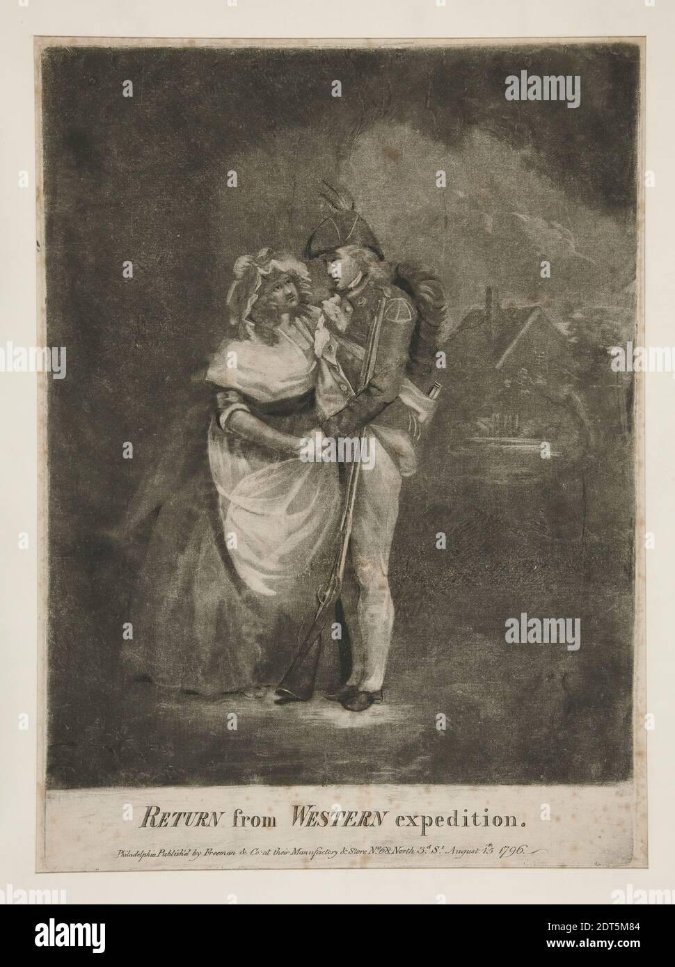 Engraver: Unknown, Return from Western Expedition, Mezzotint, sheet: 37 ...