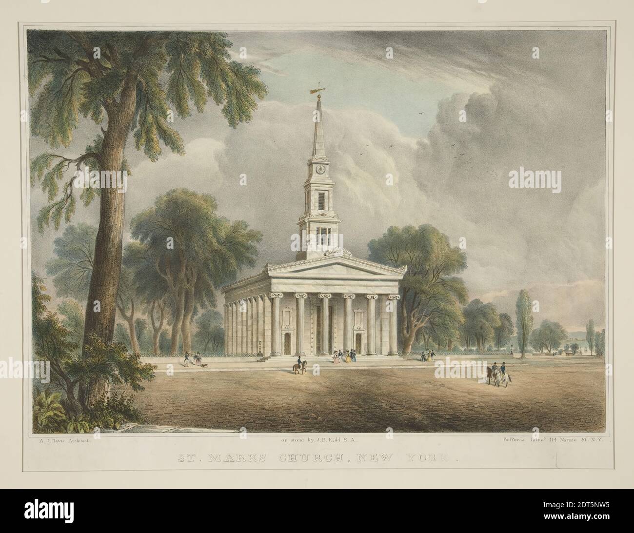 Lithographer: Unknown, St. Marks Church, New York, Lithograph, sheet ...