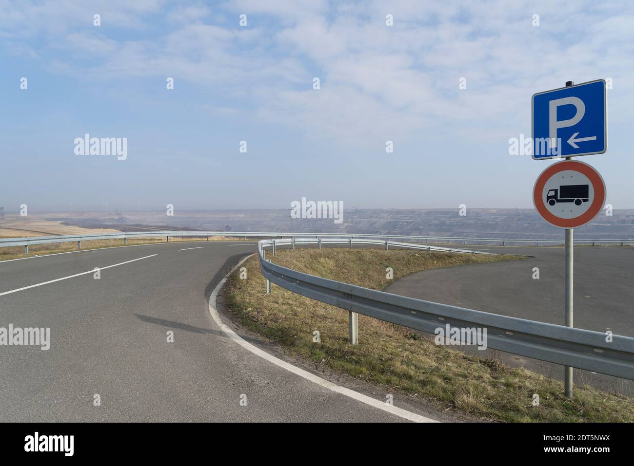 A Traffic sign directing to parking place No Trucks or Commercial ...