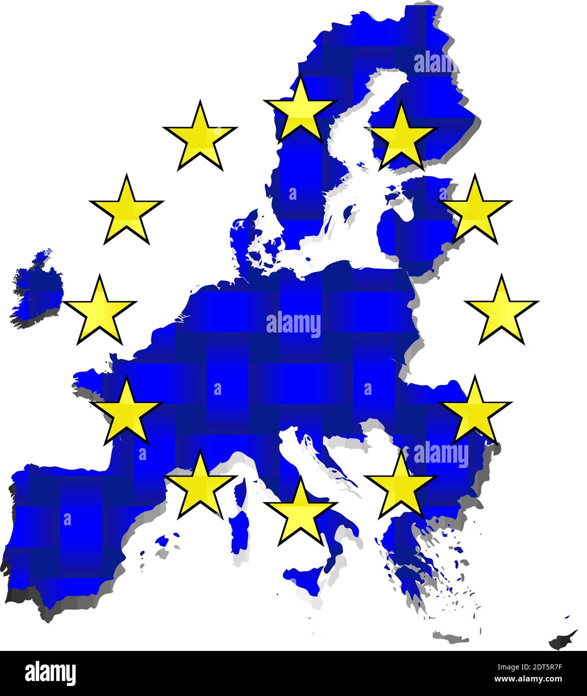 European Union Map - Illustration, Three dimensional flag of European ...