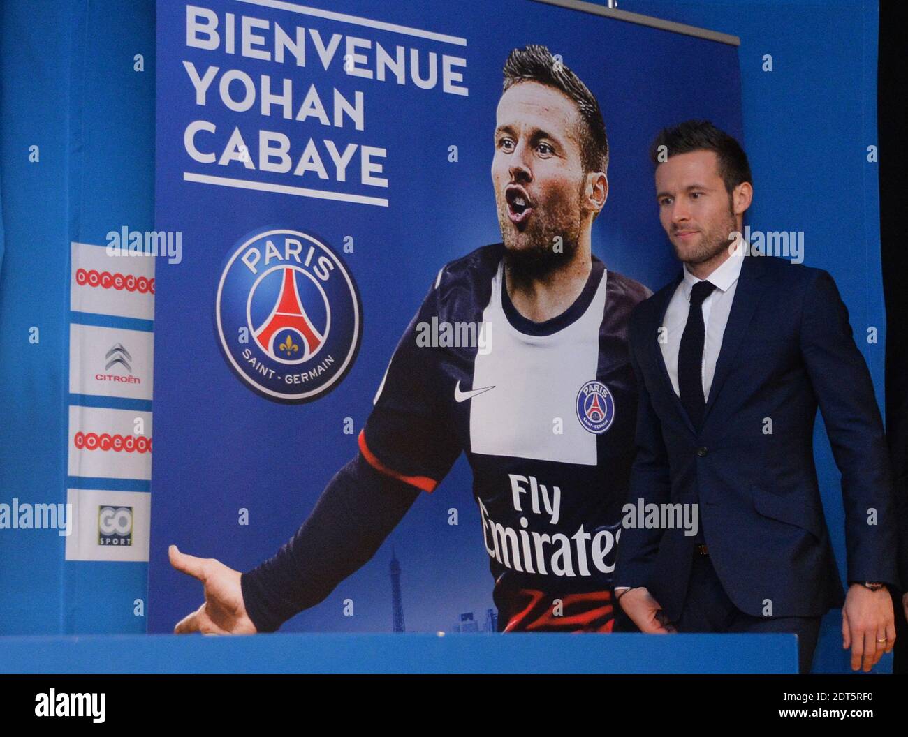 French football player Yohan Cabaye attends a press conference after ...