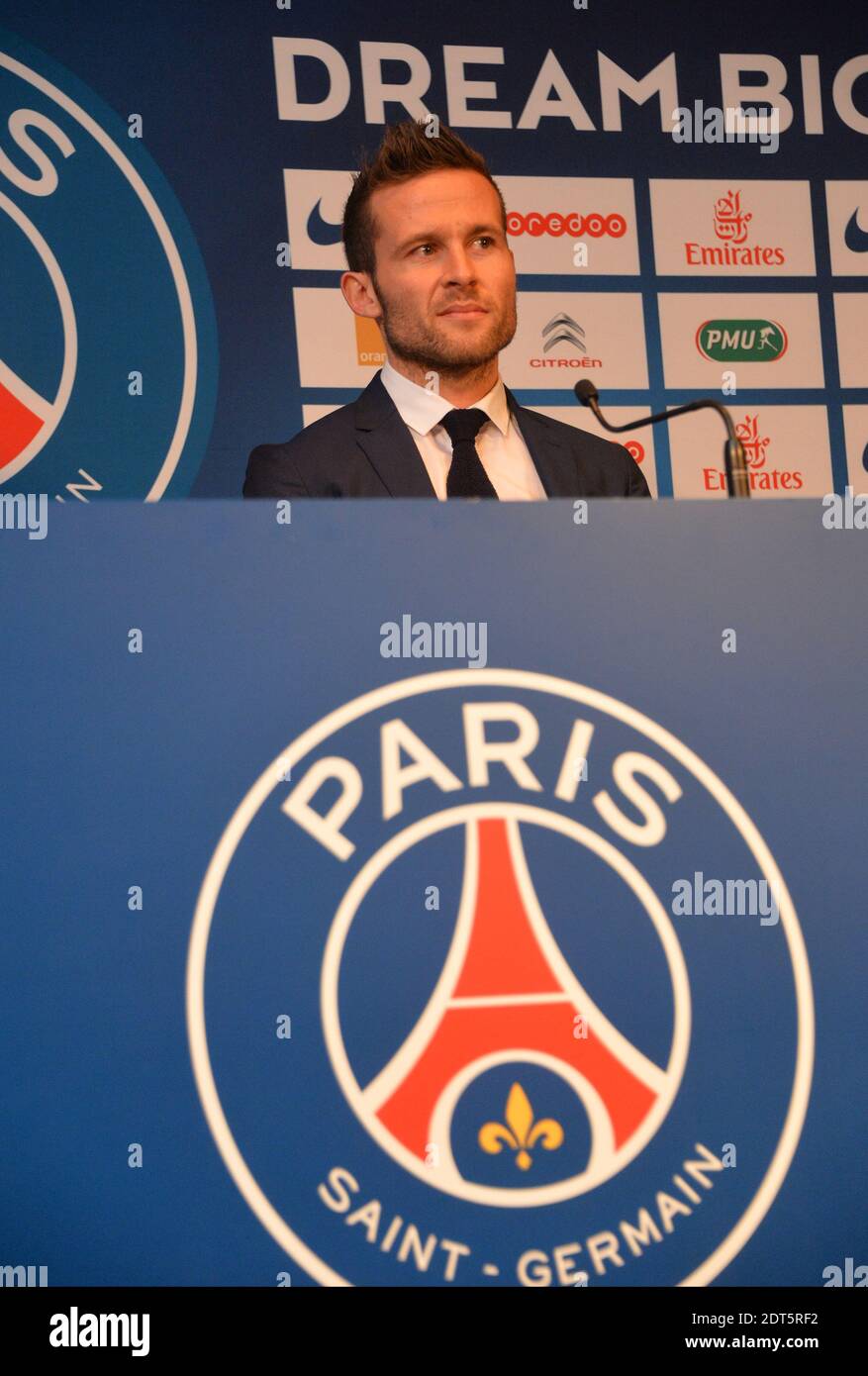 French football player Yohan Cabaye attends a press conference after ...