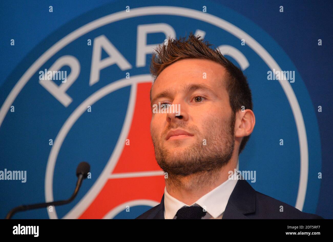 French football player Yohan Cabaye attends a press conference after ...
