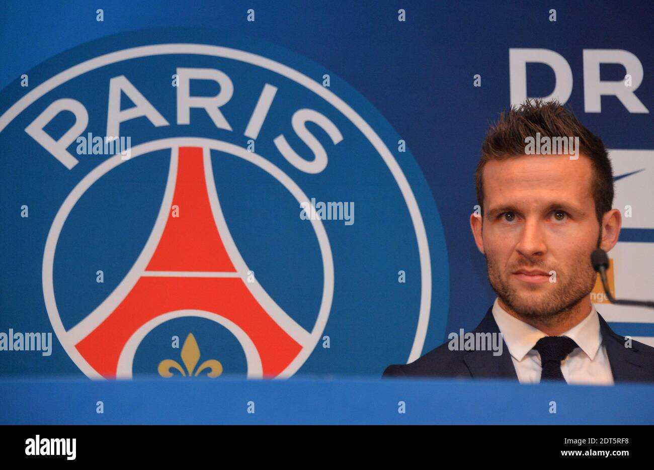 French football player Yohan Cabaye attends a press conference after ...