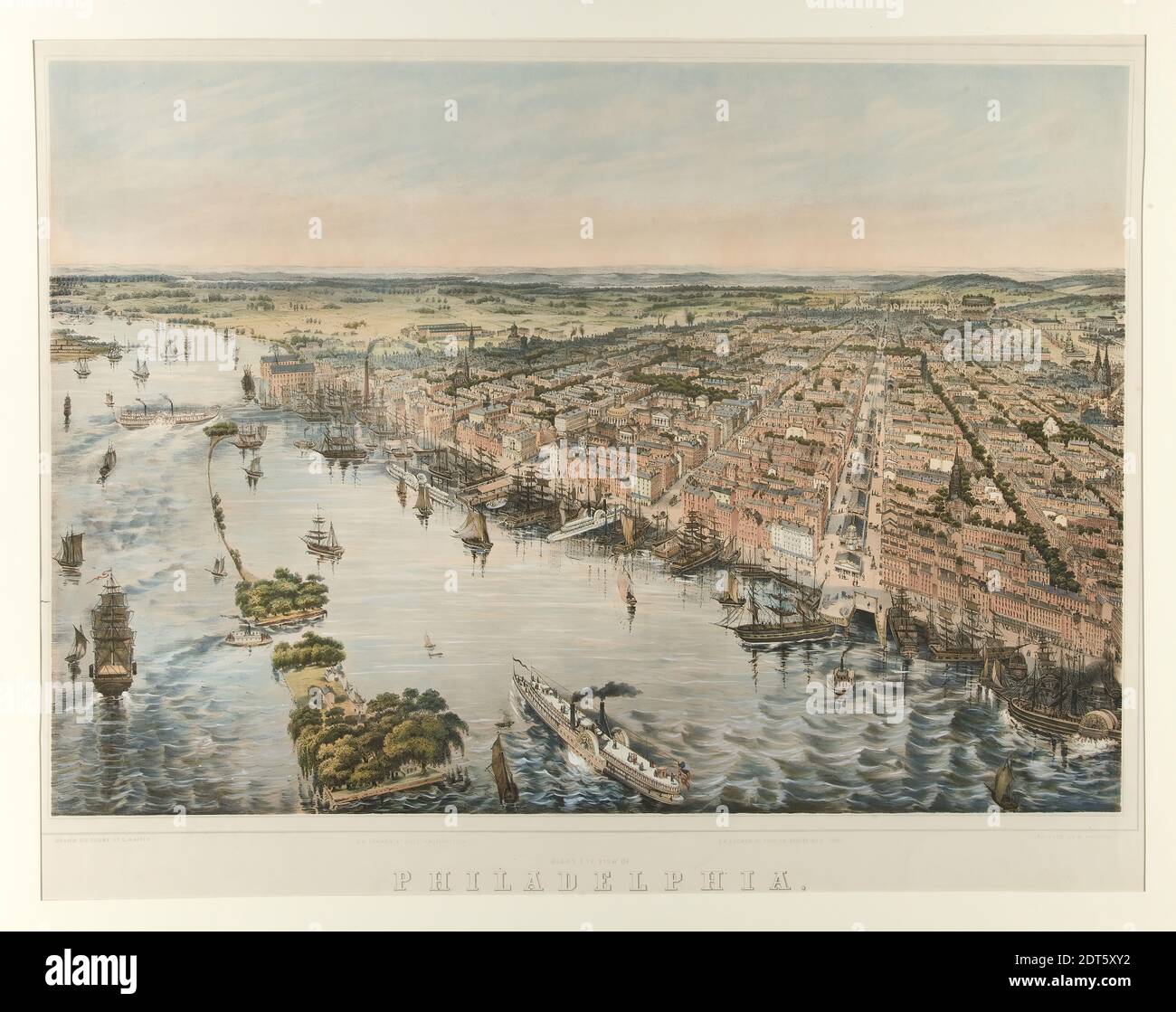Lithographer: Unknown, Bird’s Eye View of Philadelphia, Color ...