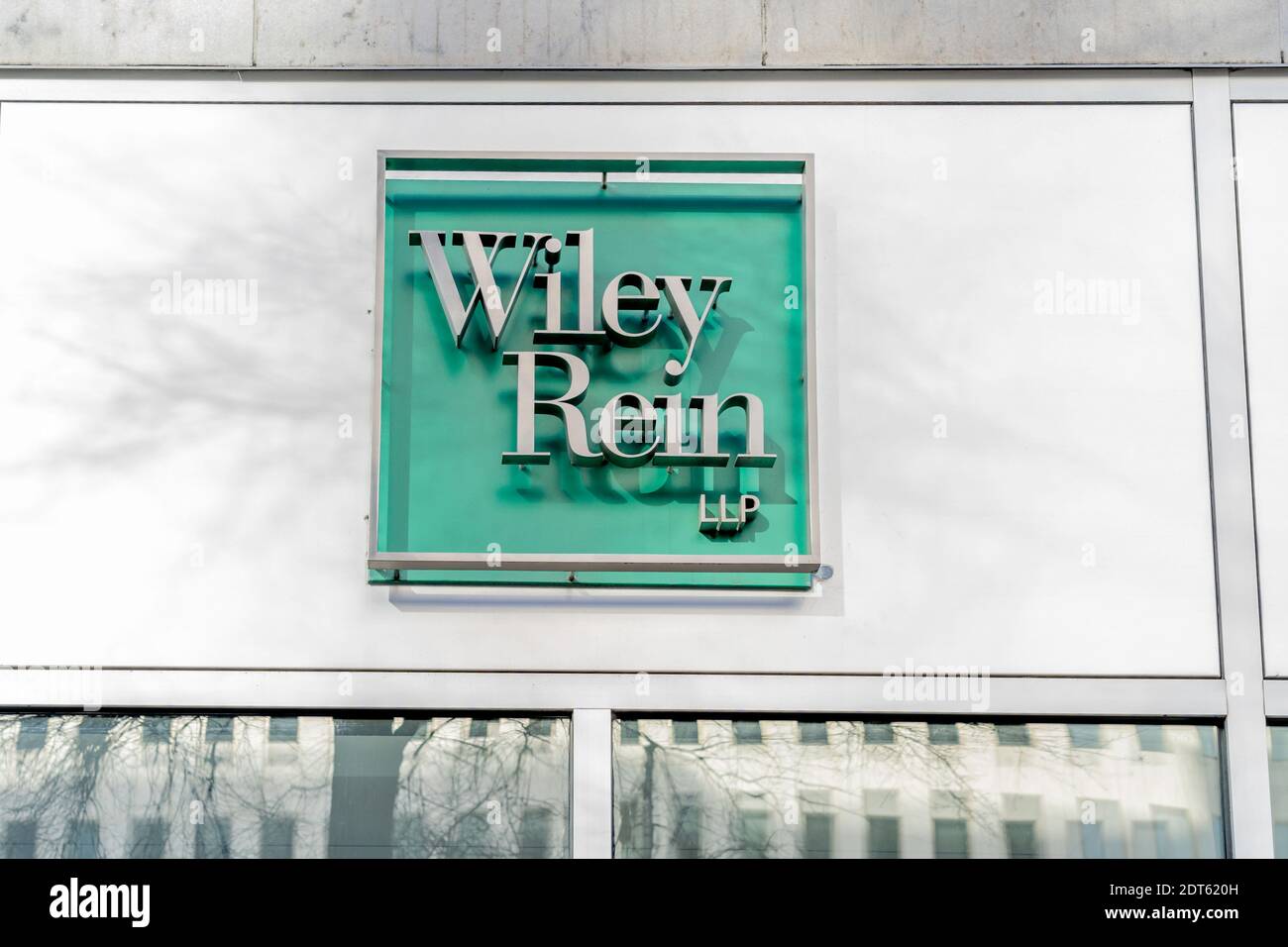 Washington, DC, USA- January 12, 2020: Sign of Wiley Rein LLP on the ...