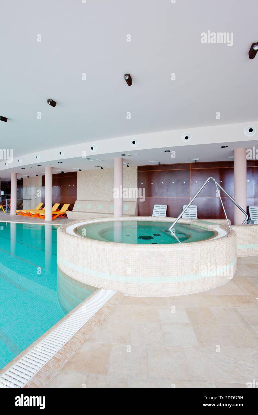 Exclusive indoor swimming pool with clear water Stock Photo - Alamy