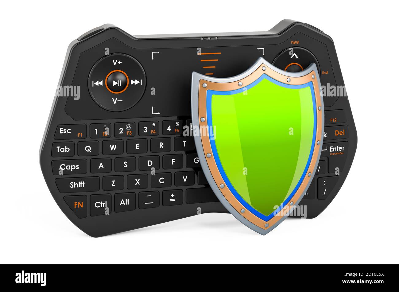 Mini keyboard with shield, 3D rendering isolated on white background ...