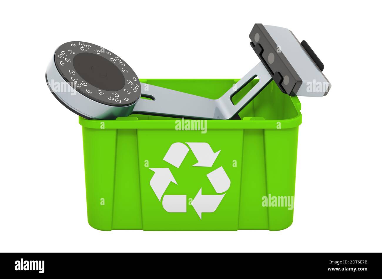 Recycling trashcan with 3D scanner, 3D rendering isolated on white ...