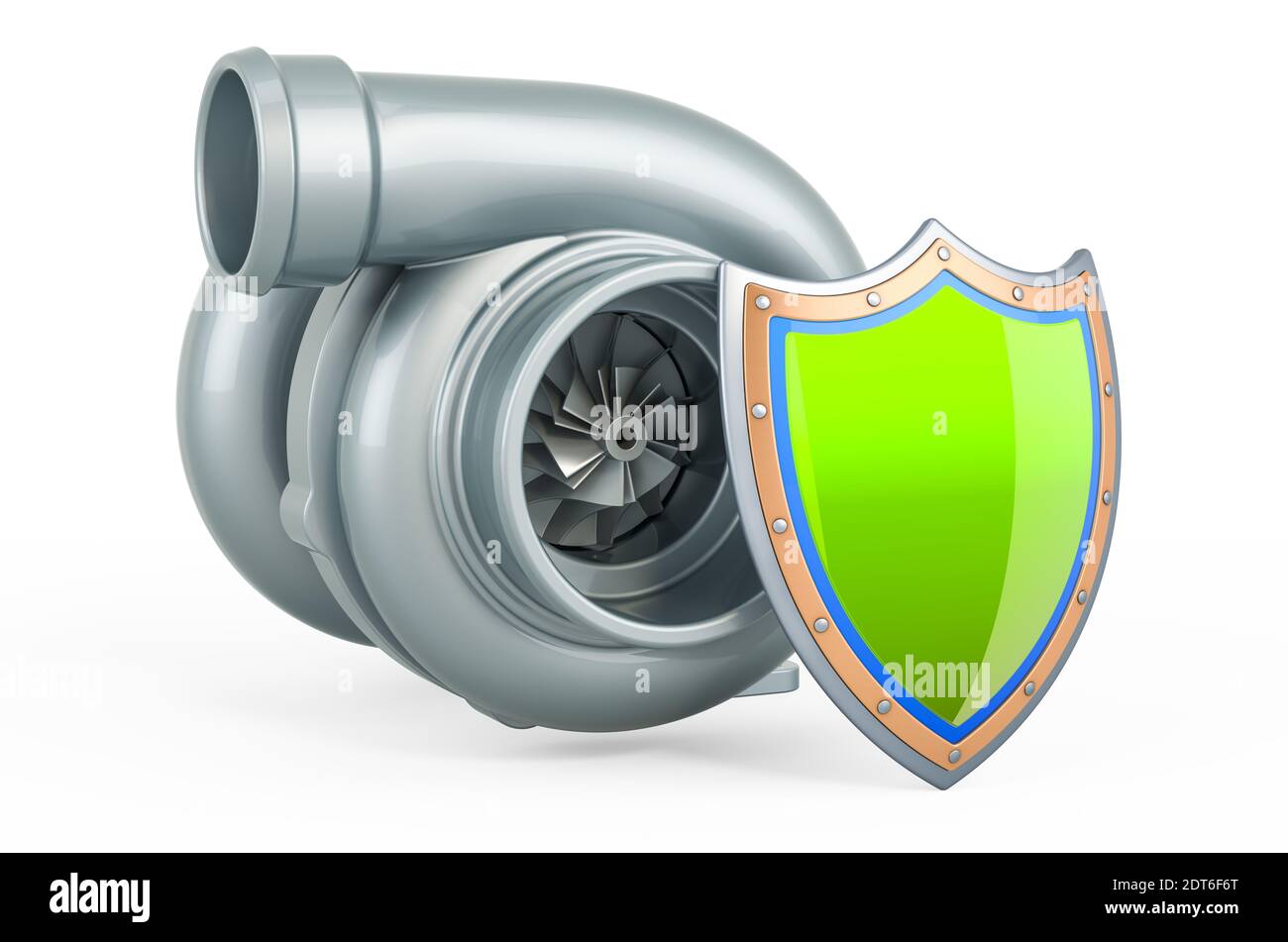 Car turbocharger with shield, 3D rendering isolated on white background ...
