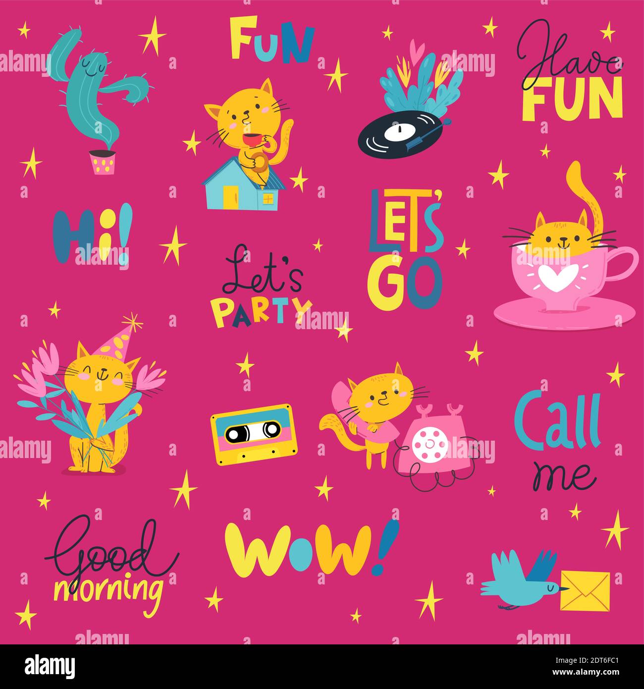 Seamless modern style background for textile or paer in cute pop art ...