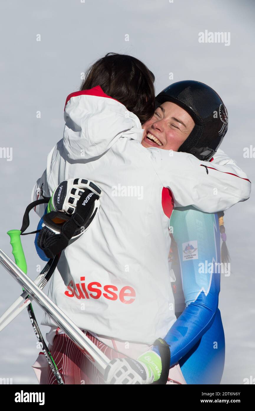 Slovenia's Tina Maze and Switzerland's Dominique Gisin win the gold ...
