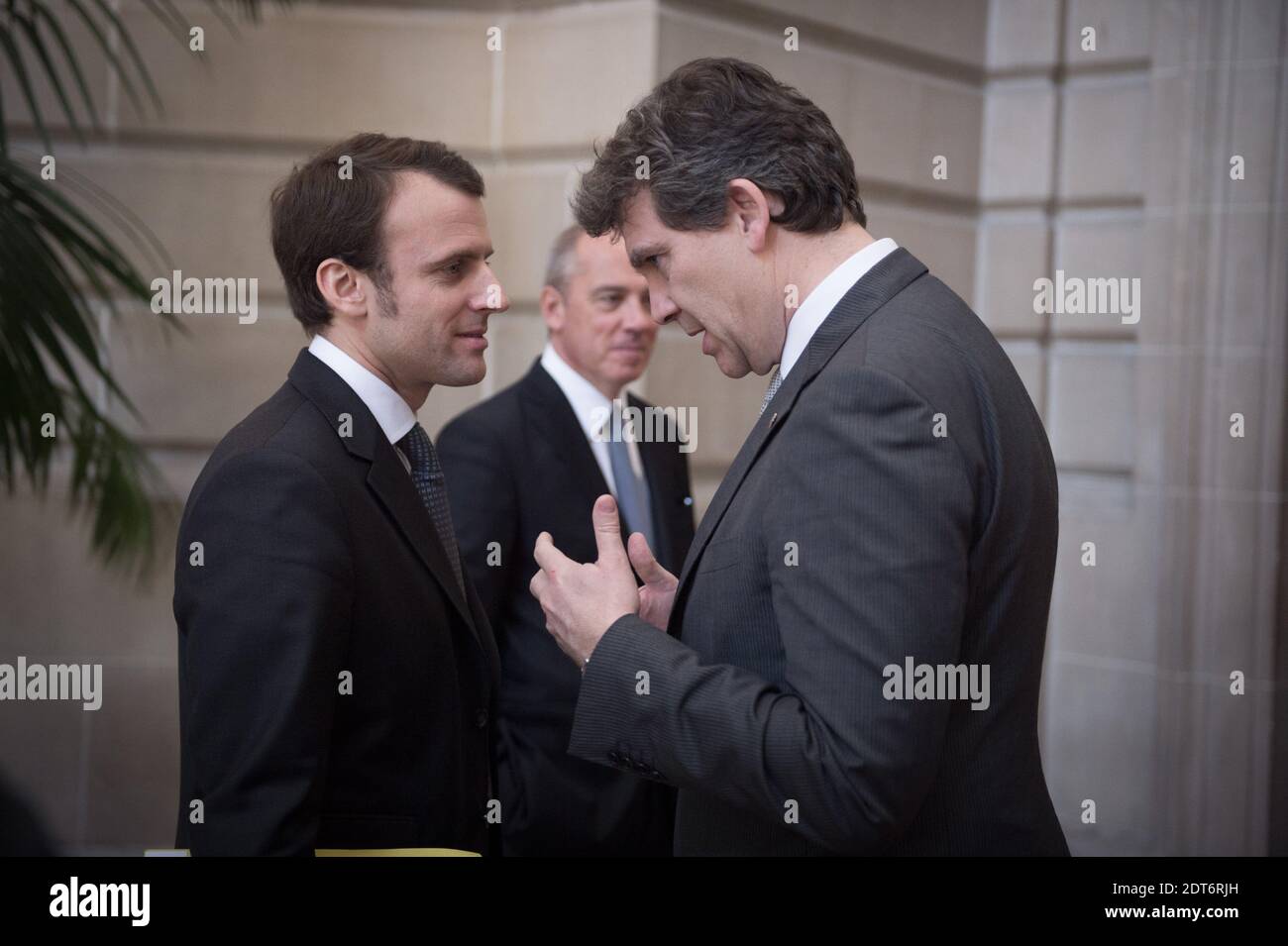 Orange CEO Stephane Richard, Emmanuel Macron Jean-Jacques Barberis ...