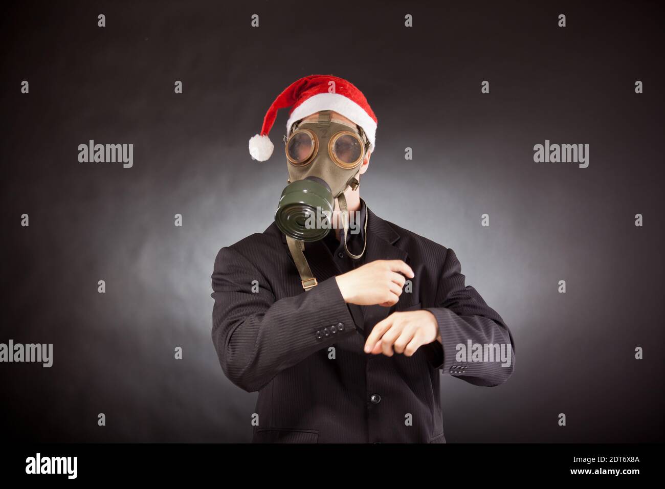 santa claus with gas mask in studio Stock Photo - Alamy