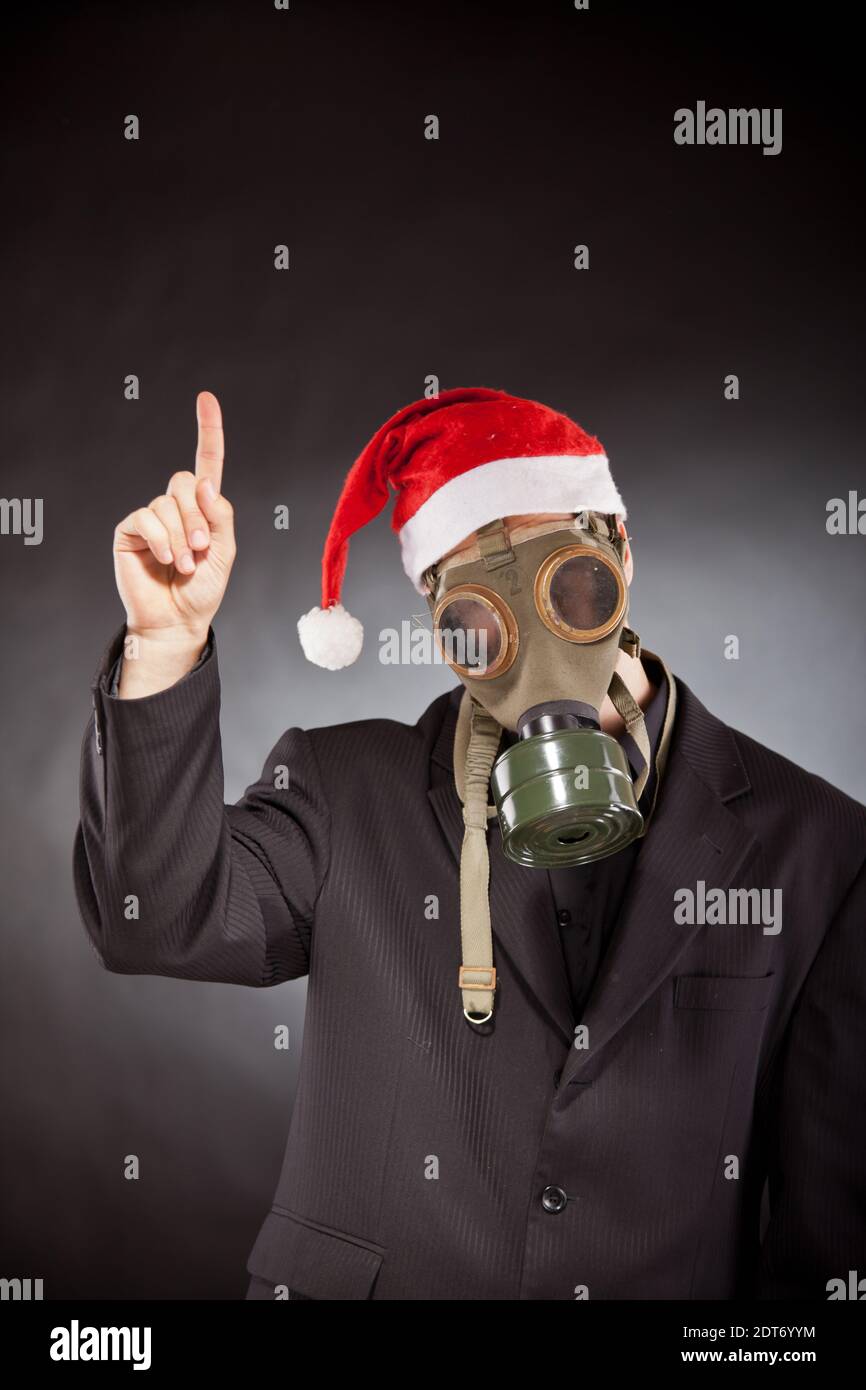 santa claus with gas mask in studio Stock Photo - Alamy