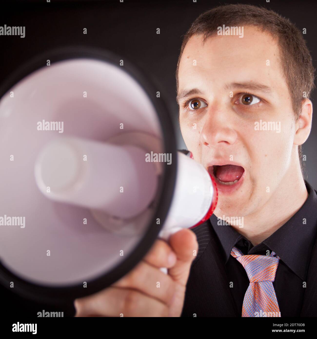 Businessman hand hold megaphone loudspeaker hi-res stock photography ...