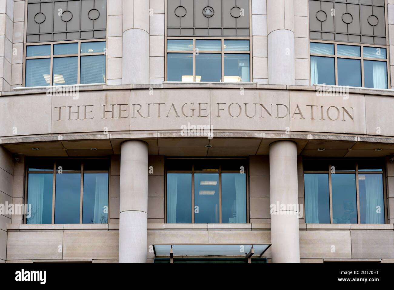 Heritage Foundation sign on the building in Washington, D.C Stock Photo ...
