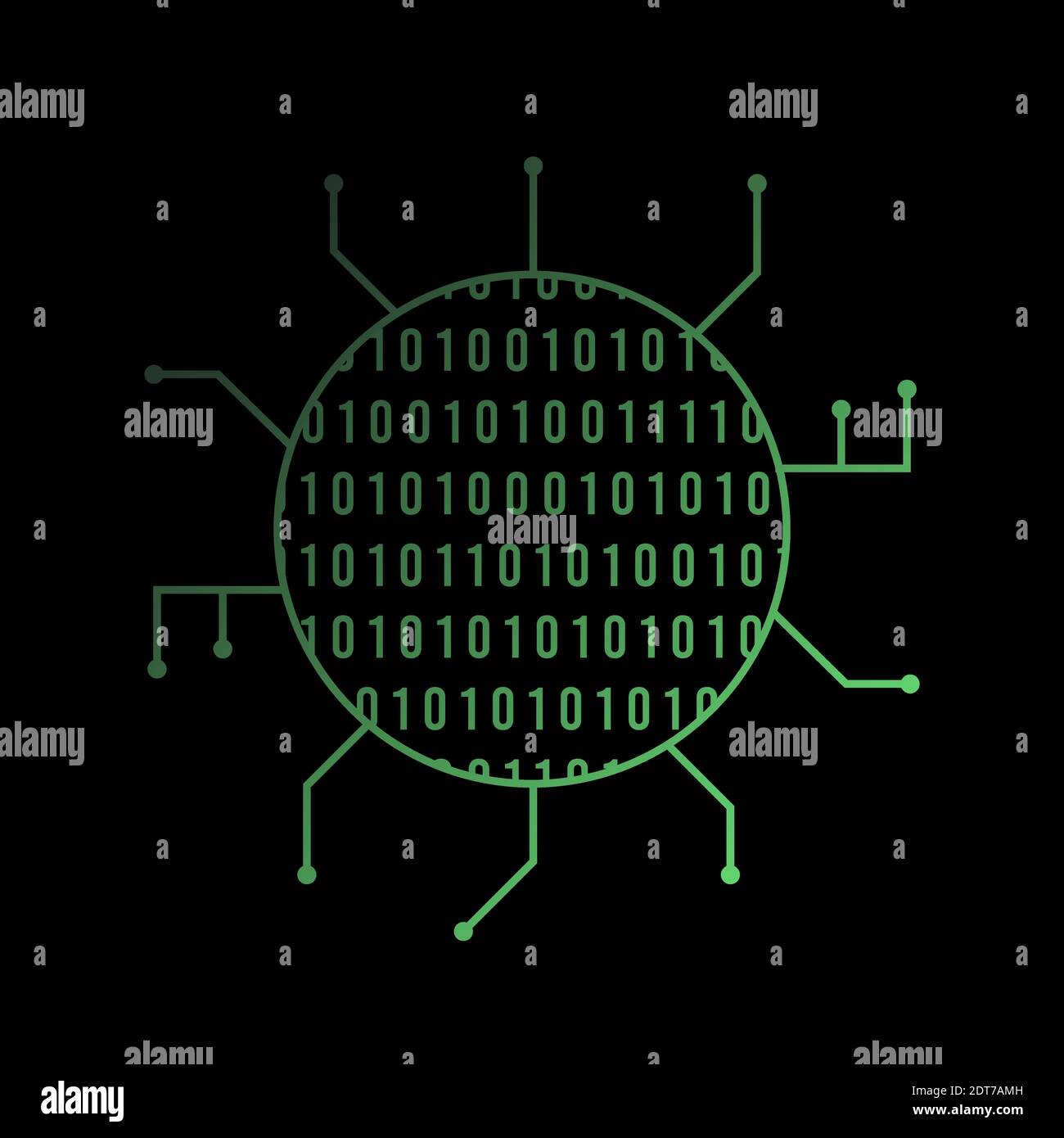 Binary code. Bright icon . Binary icon . Isolated on dark background ...