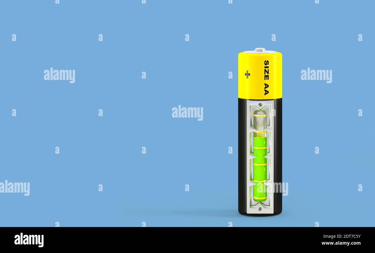 AA Battery with steampunk power indicator - 3D Rendering Stock Photo ...