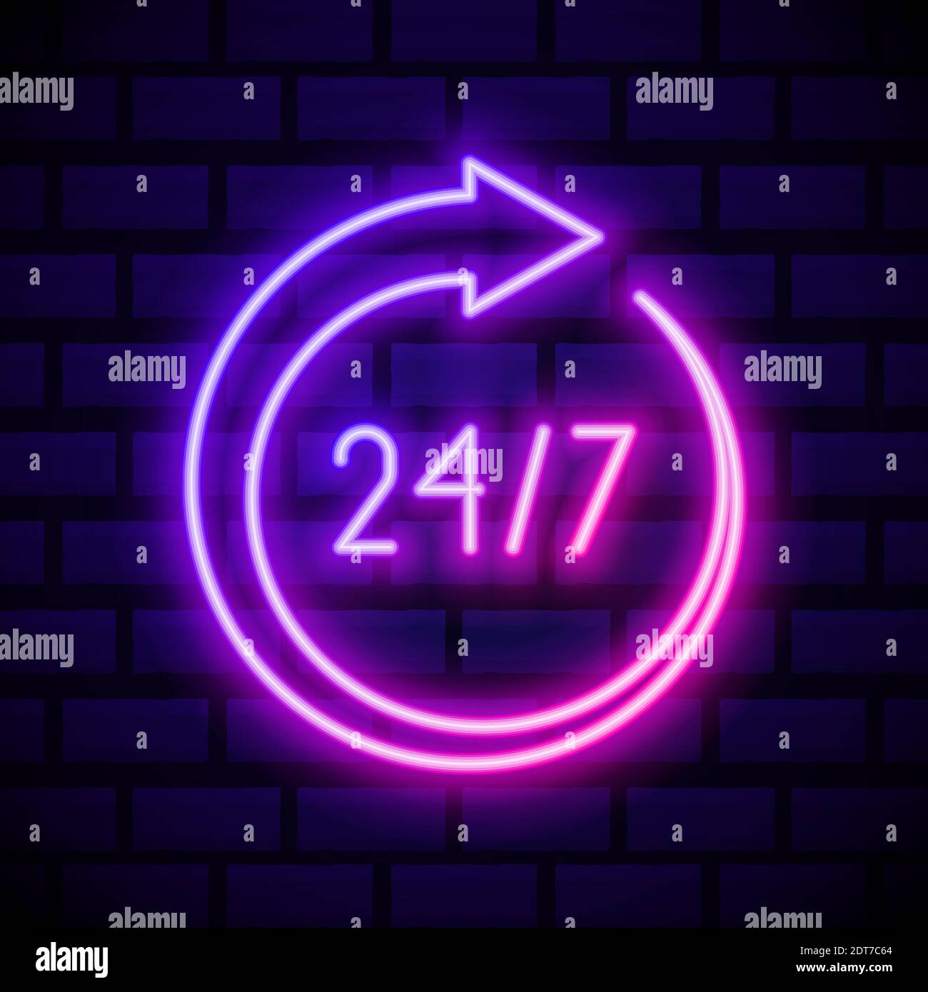 Open around the clock - 24 hours a day, 7 days a week sign, vector blue ...