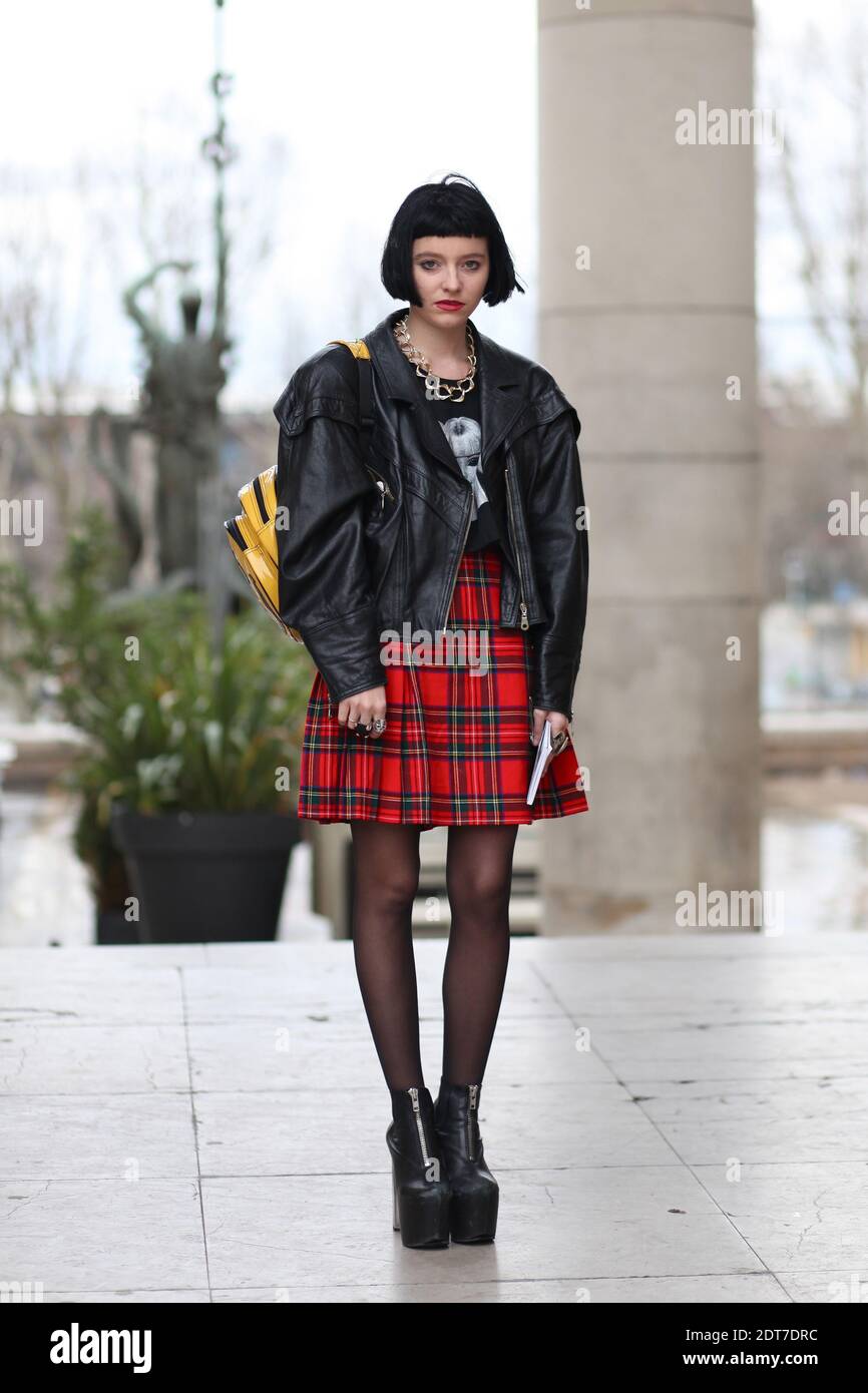 Solene, fashion student, arriving for Pascal Millet Autumn/Winter 2014 ...