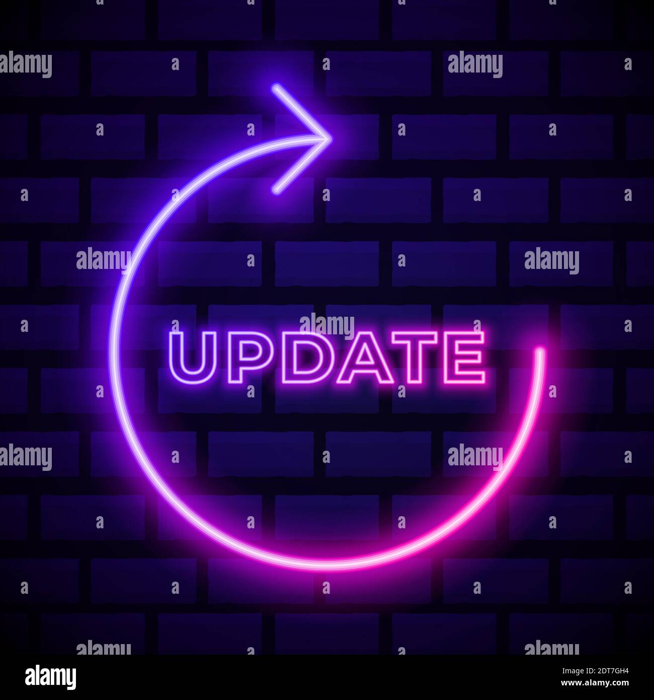 Update arrows pink glowing neon ui ux icon. Glowing sign logo vector ...