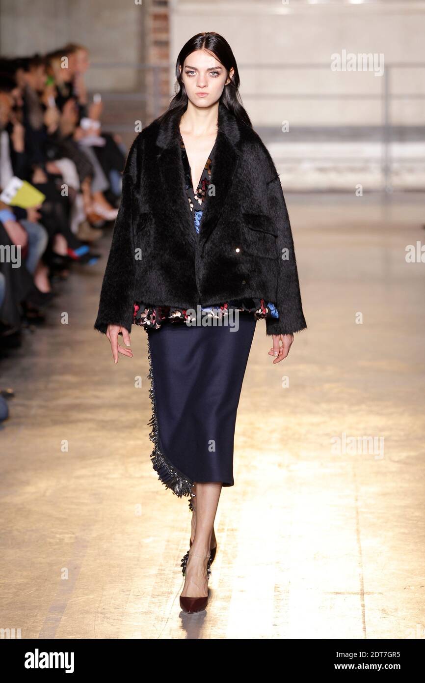 A model displays a creation by designer Alessandro Dell'acqua for ...