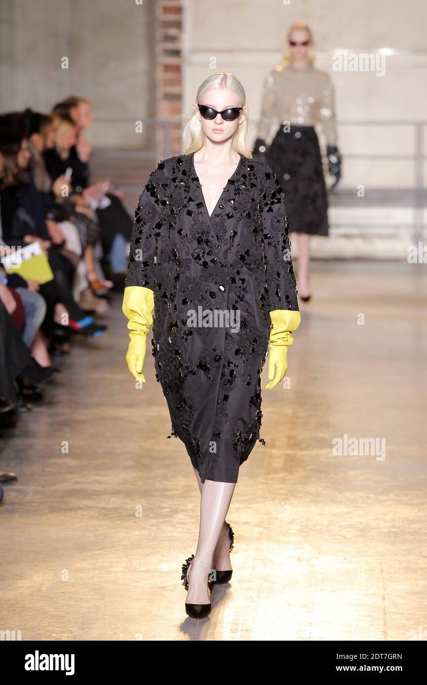 A model displays a creation by designer Alessandro Dell'acqua for ...