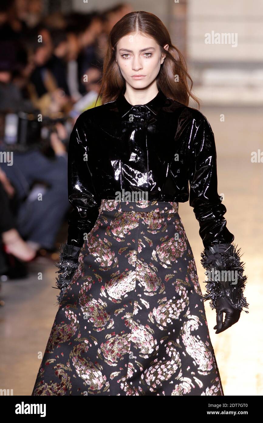 A model displays a creation by designer Alessandro Dell'acqua for ...