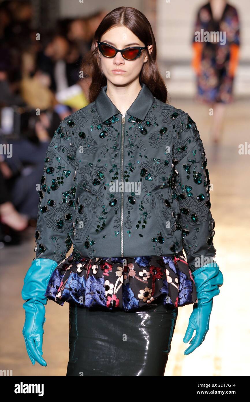 A model displays a creation by designer Alessandro Dell'acqua for ...