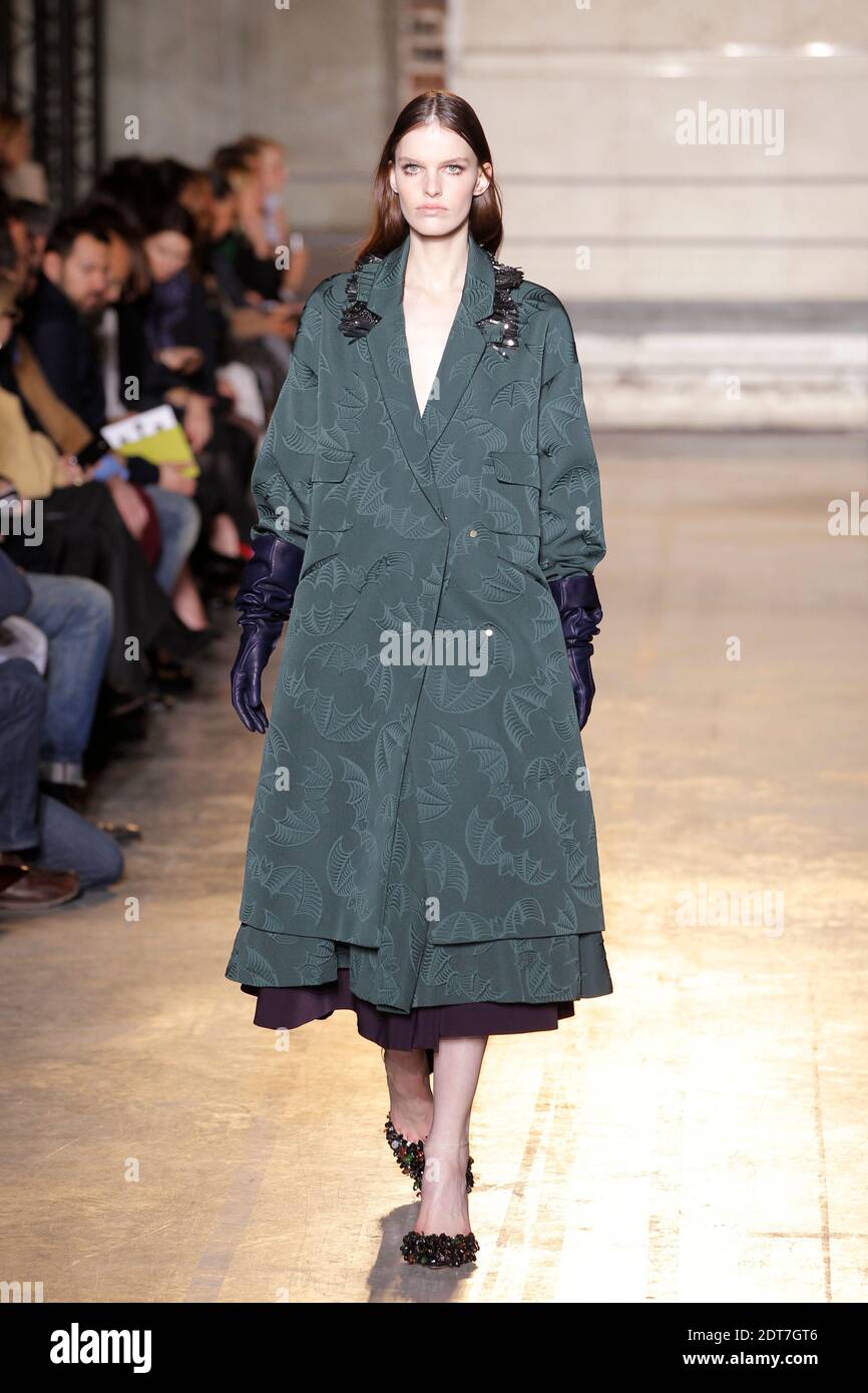 A model displays a creation by designer Alessandro Dell'acqua for ...