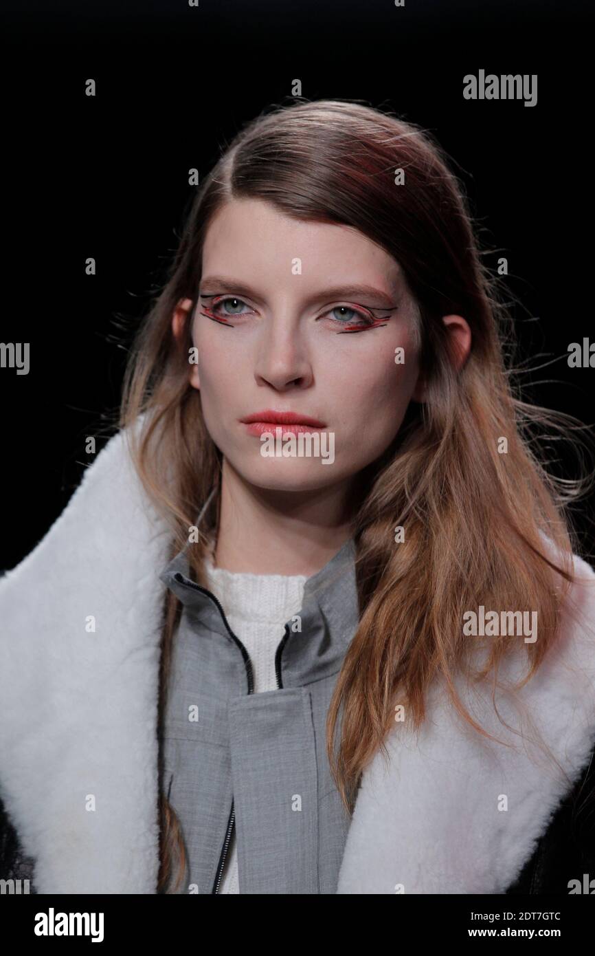 A model displays a creation by designer Anthony Vaccarello for his Fall ...