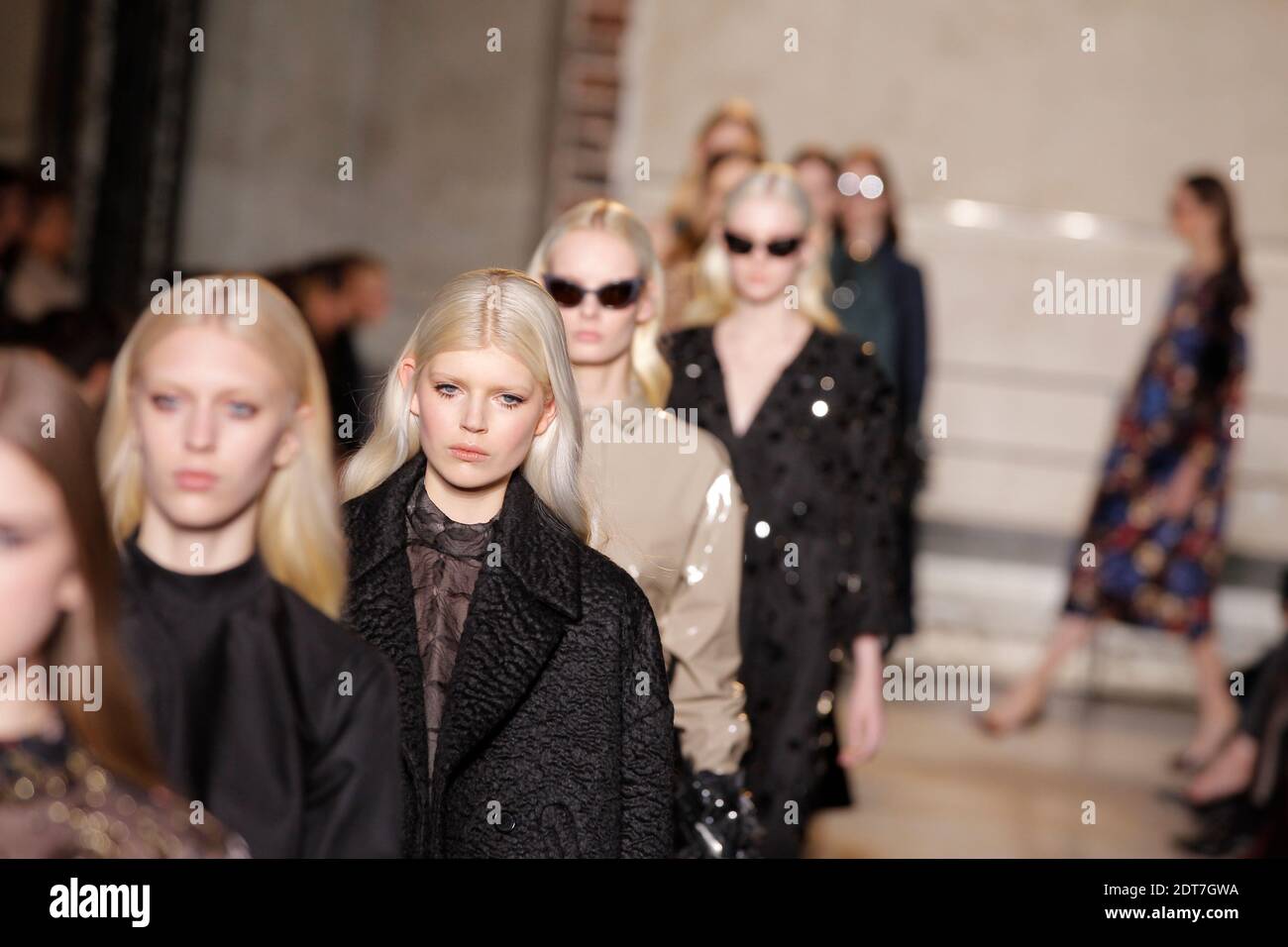 A model displays a creation by designer Alessandro Dell'acqua for ...