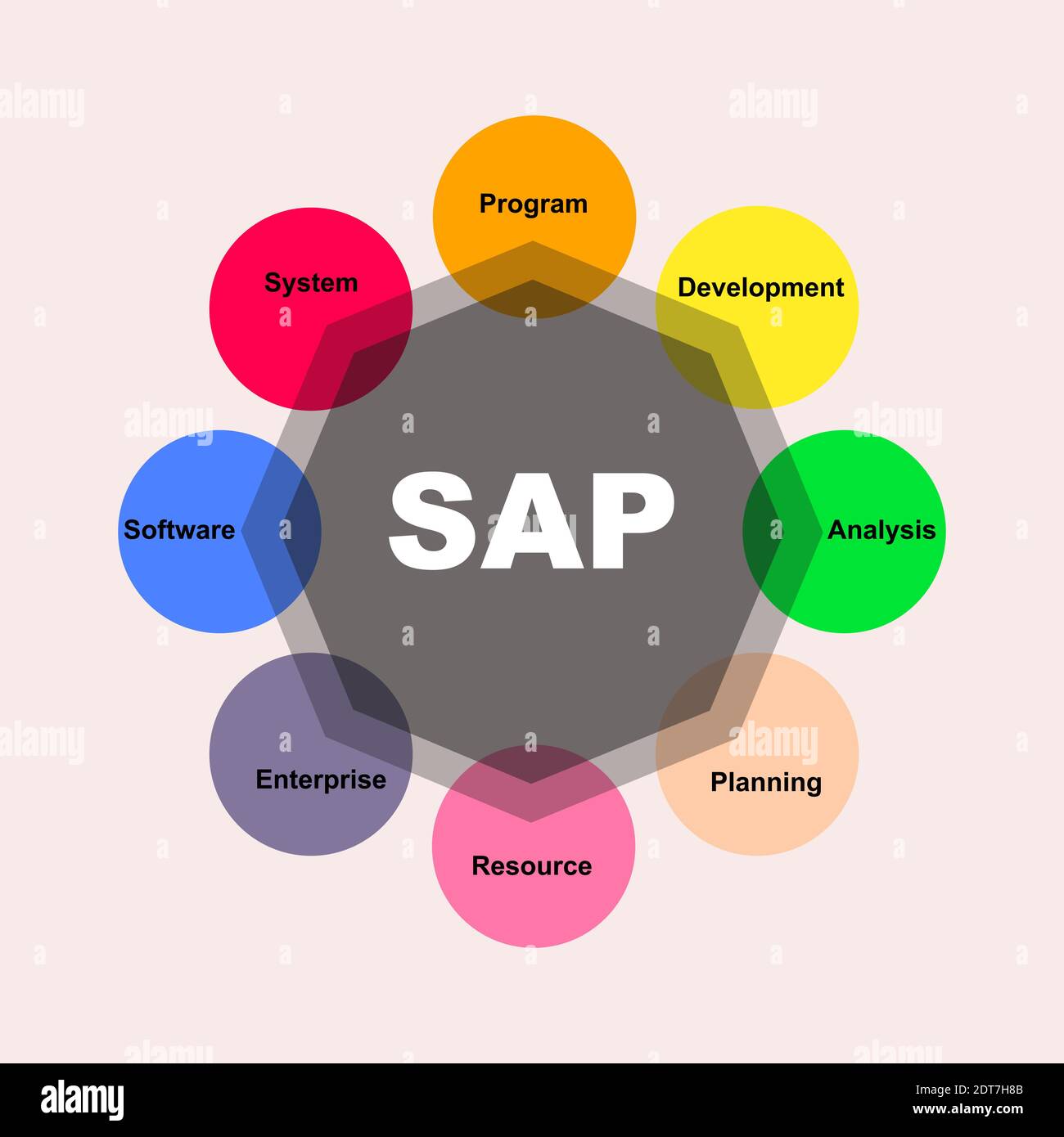 Diagram concept with SAP text and keywords. EPS 10 isolated on pink ...
