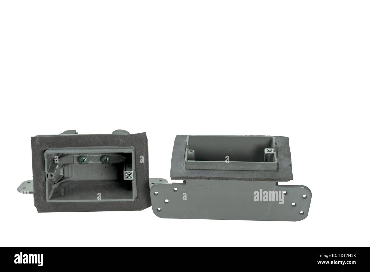 Boxes for sockets and switches installed in wooden houses Stock Photo ...