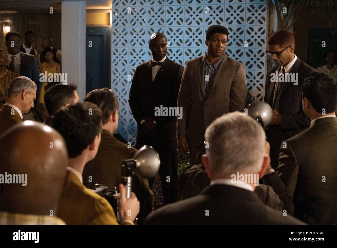 ONE NIGHT IN MIAMI, from left: Lance Reddick, Eli Goree as Cassius Clay ...
