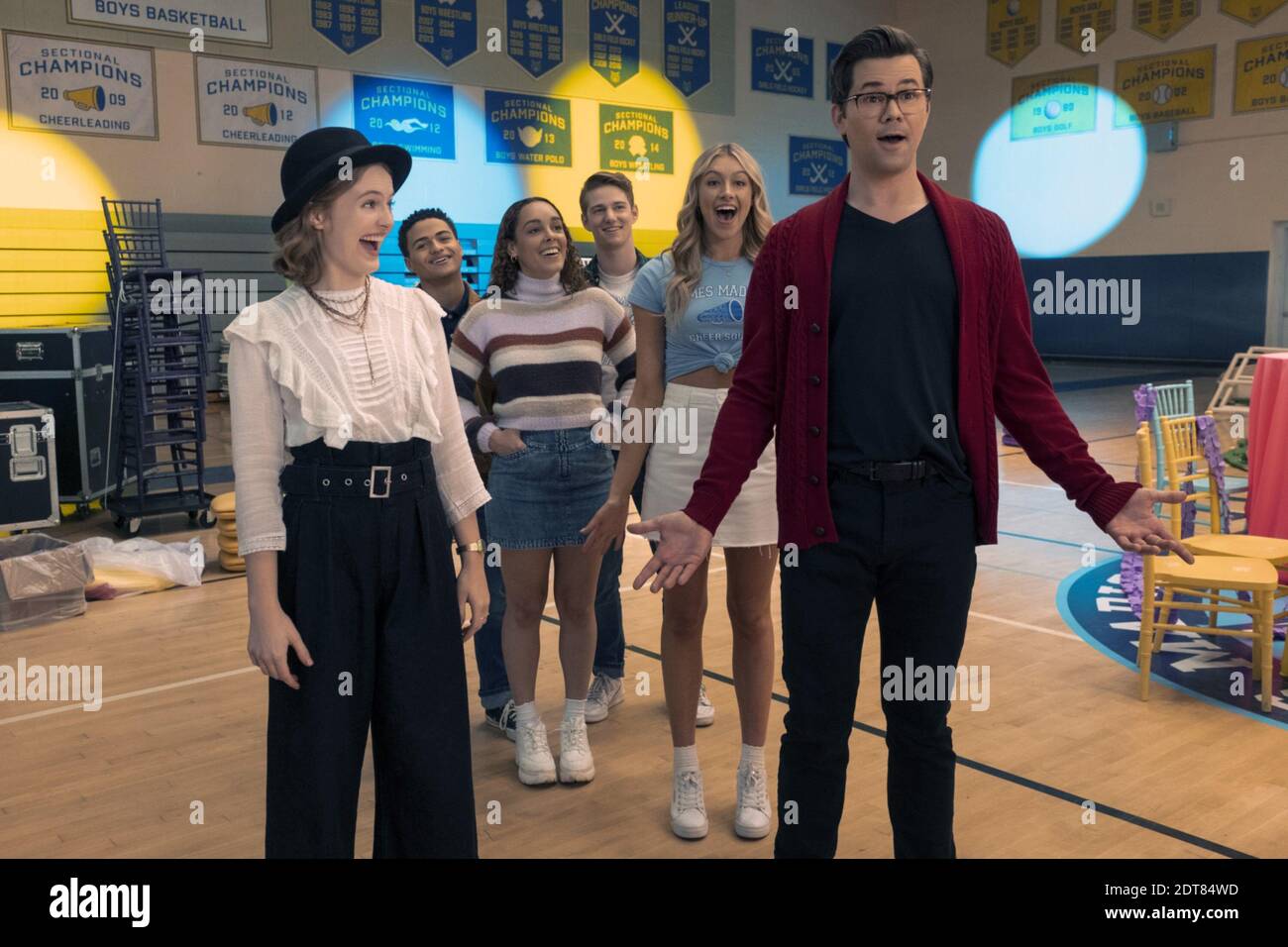 THE PROM, from left: Jo Ellen Pellman, Nathaniel Potvin, Sofia Deler, Nico Greetham, Logan Riley ...