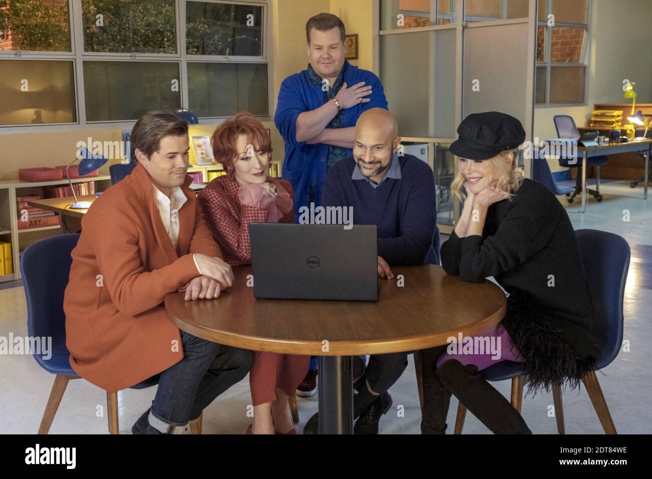 THE PROM, from left: Andrew Rannells, Meryl Streep, James Corden ...