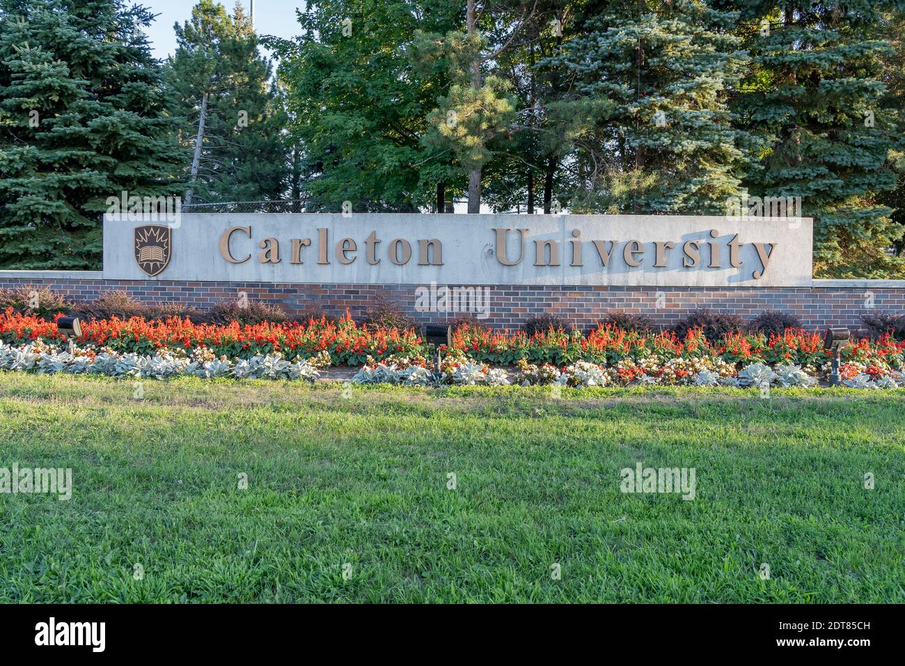 Carleton University ground sign is seen in Ottawa, Ontario, Canada ...
