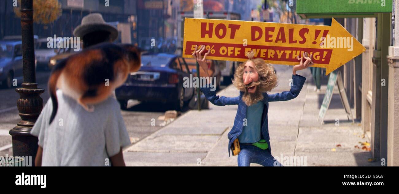 SOUL, from left: Joe Gardner (voice: Jamie Foxx), Mr. Mittens the cat ...