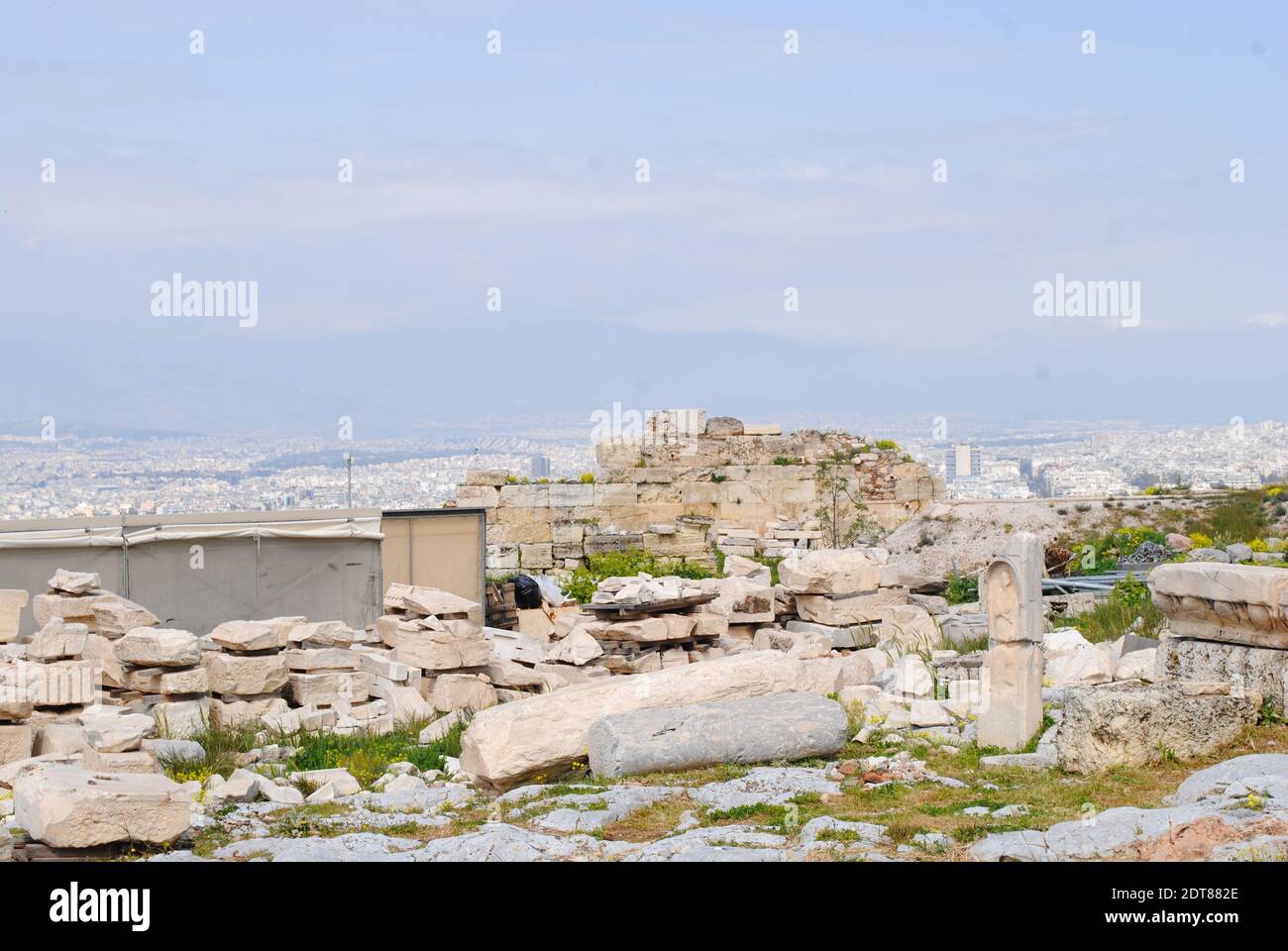 stone ruins overlooking Athens Stock Photo - Alamy