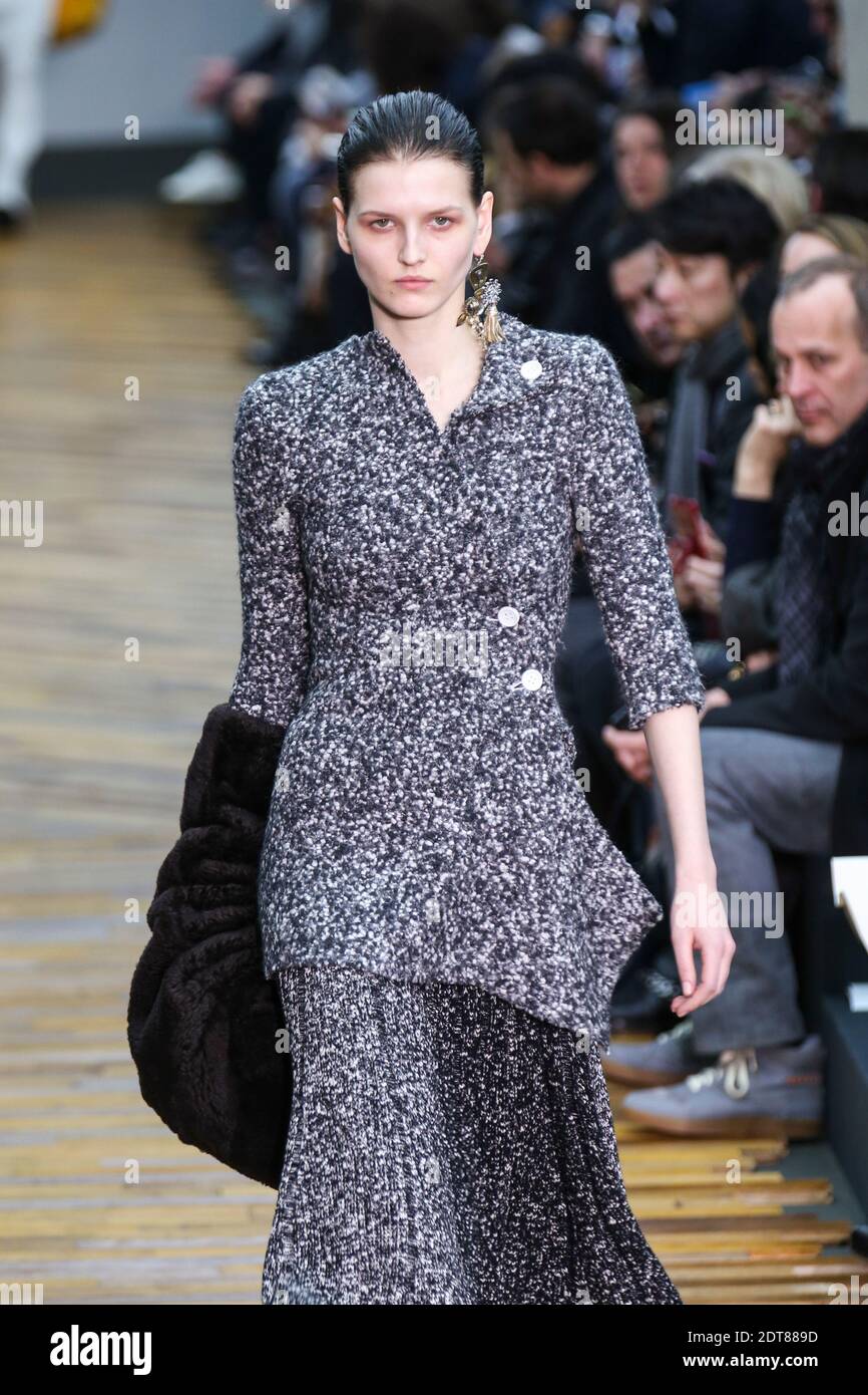 A model displays a creation by designer Phoebe Philo for Celine Fall ...