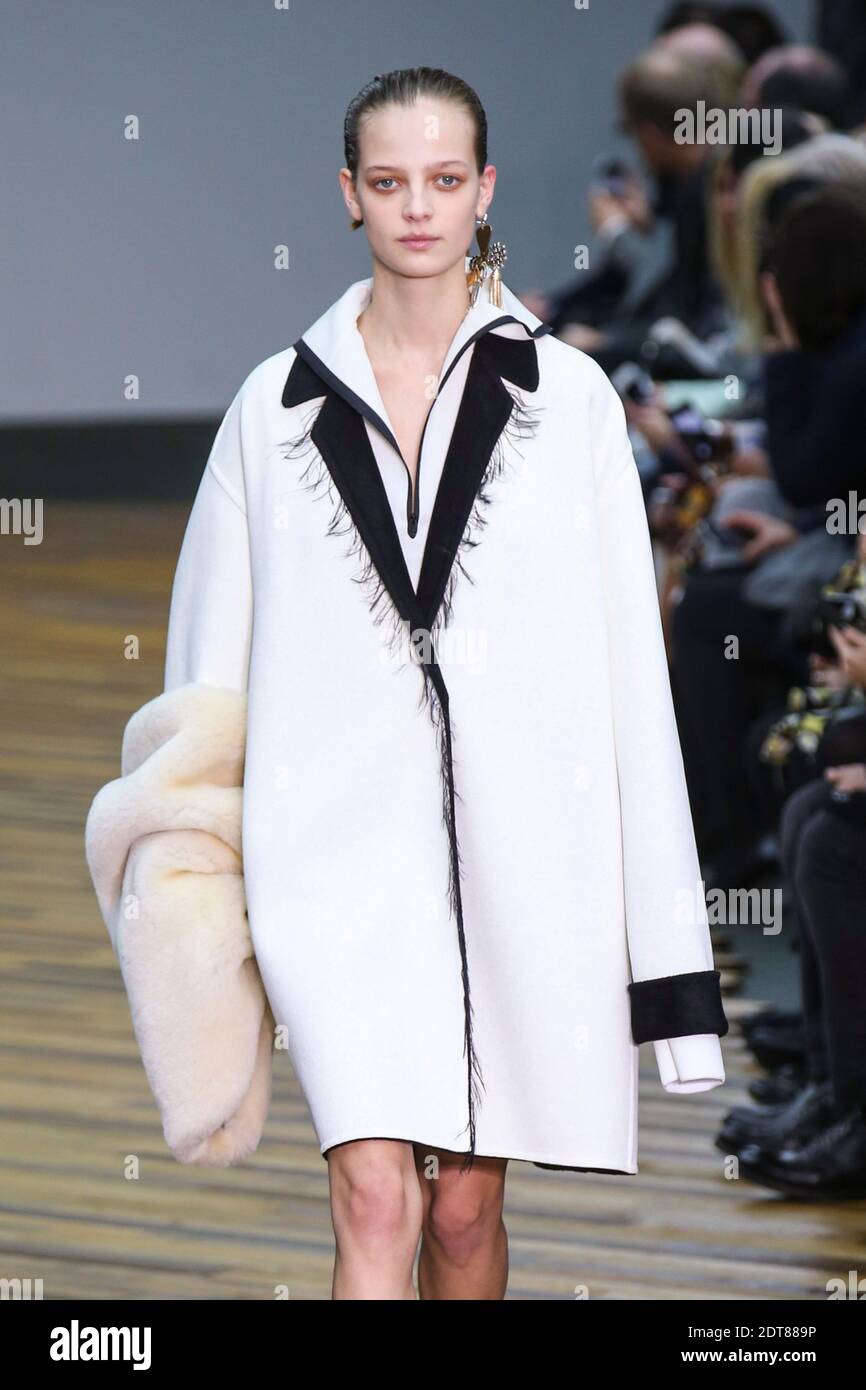 A model displays a creation by designer Phoebe Philo for Celine Fall ...